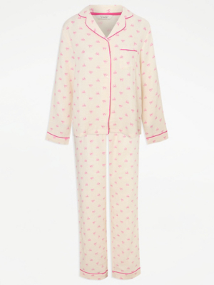 Tickled Pink Bow Cheesecloth Long Sleeve Shirt Pyjamas | Lingerie ...