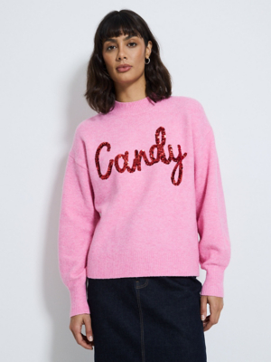 Christmas Pink Sequin Candy Knitted Jumper | Women | George at ASDA