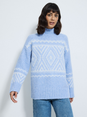 Blue Diamond Fair Isle Knitted Longline Jumper | Women | George at ASDA