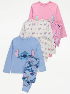 Disney Stitch & Angel Long Sleeve Pyjamas 3 Pack | Kids | George at ASDA