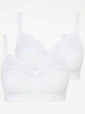 Lace Trim Non Wired Full Cup Bras 2 Pack | Lingerie | George at ASDA