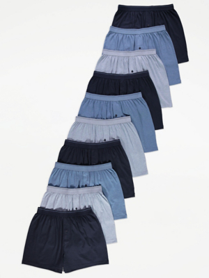 Blue Boxers 10 Pack | Men | George at ASDA