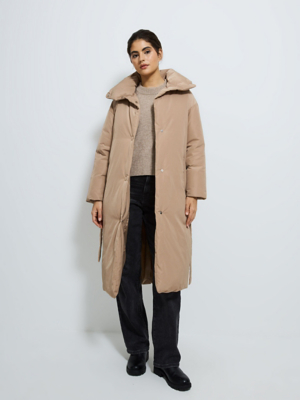 Camel Belted Longline Padded Coat | Women | George at ASDA