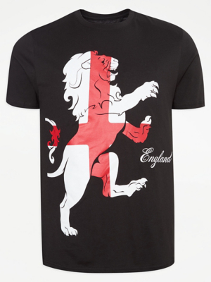 Black England Flag Lion T-Shirt | Men | George at ASDA