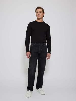Vintage Black Straight Fit Jeans With Stretch | Men | George at ASDA