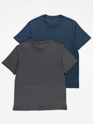 Navy/Grey Lounge T-Shirts 2 Pack | Men | George at ASDA