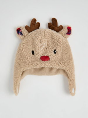 Christmas Reindeer Fleece Trapper Hat | Baby | George at ASDA