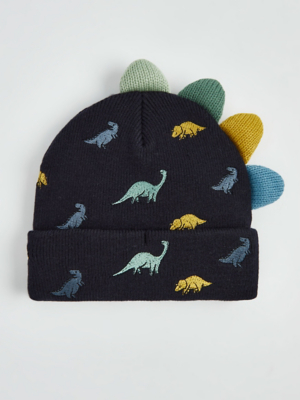 Navy Embroidered Dinosaur Beanie Hat | Kids | George at ASDA