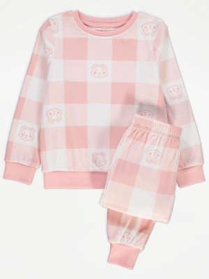 Children In Need Blush Pink Checked Fleece Pyjamas | Kids | George at ASDA