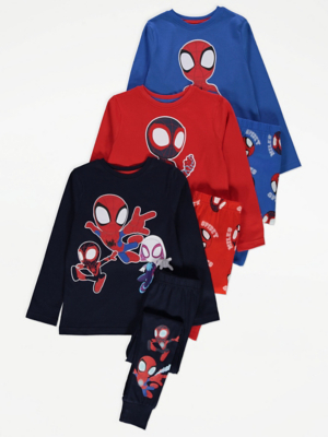 Marvel Spidey and Friends Long Sleeve Pyjamas 3 Pack | Kids | George at ...