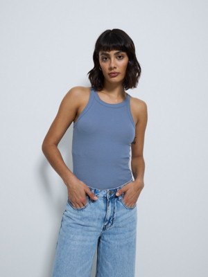 Slate Blue Ribbed Halter Neck Vest | Women | George at ASDA