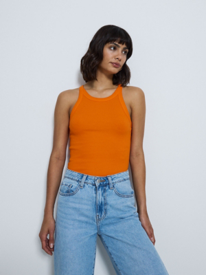 Bright Orange Ribbed Halter Neck Vest | Women | George at ASDA