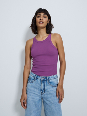 Berry Ribbed Halter Neck Vest | Women | George at ASDA
