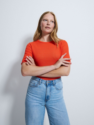 Orange Lightweight Crepe Lettuce Edge Top | Women | George at ASDA