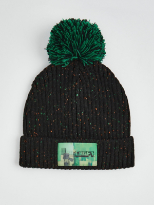Minecraft Black Speckle Knitted Bobble Hat | Kids | George at ASDA