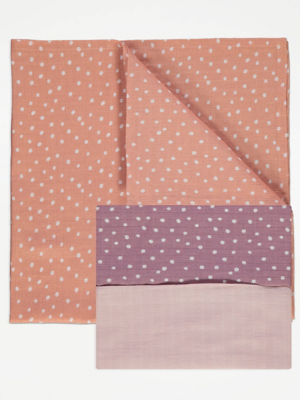 Pink Spotted Muslin Squares 3 Pack | Baby | George at ASDA