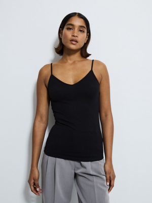 Black Fitted V Neck Cami Top | Women | George at ASDA