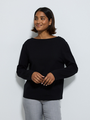 Black Boat Neck Long Sleeve Top | Women | George at ASDA