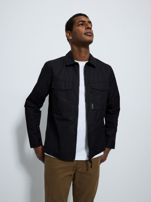Black Zip Up Lightweight Shacket | Men | George at ASDA