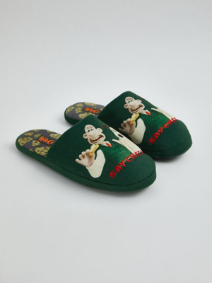 Wallace and Gromit Say Cheese Dark Green Mule Slippers | Men | George ...