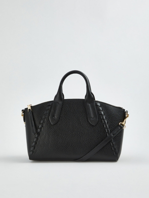 Black Textured Whipstitch Trim Handbag | Women | George at ASDA