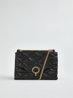 Black Chain Strap Padded Shoulder Bag | Women | George at ASDA