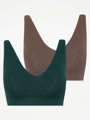 Animal Print V Neck Non-Wired Soft and Comfy Bras 2 Pack | Lingerie ...