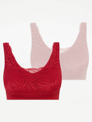 Red Soft Comfort Lace Seam Free Bras 2 Pack | Lingerie | George at ASDA