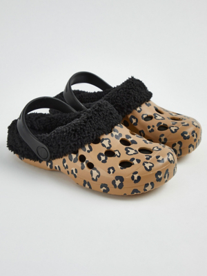 Leopard Print Faux Fur Lined Clogs | Kids | George at ASDA