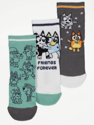 Bluey Friends Forever Cotton Rich Socks 3 Pack | Kids | George at ASDA