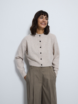 Neutral Cropped Crew Neck Cardigan | Women | George at ASDA