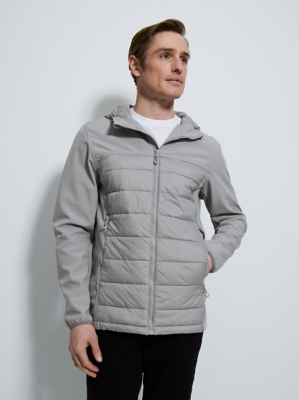 Grey Hybrid Padded Hooded Jacket | Men | George at ASDA