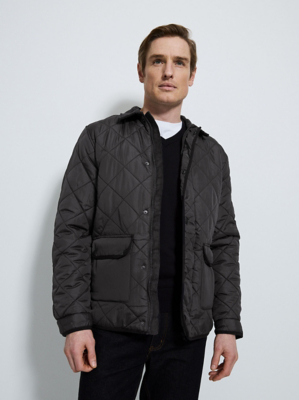 Black Collared Diamond Quilted Jacket | Men | George at ASDA