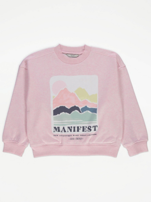 Pink Marl Manifest Mountain Sweatshirt | Kids | George at ASDA