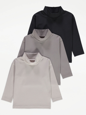 Mono Roll Neck Long Sleeve Tops 3 Pack | Kids | George at ASDA