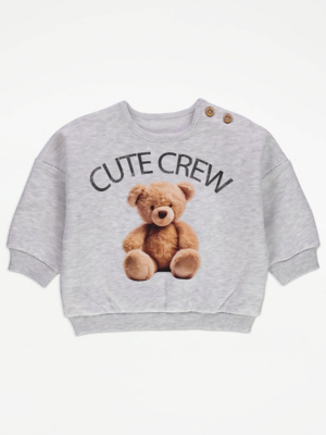 Light Grey Cute Crew Teddy Sweatshirt | Baby | George at ASDA