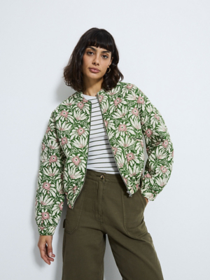 Floral Quilted Cuffed Cropped Jacket | Women | George at ASDA