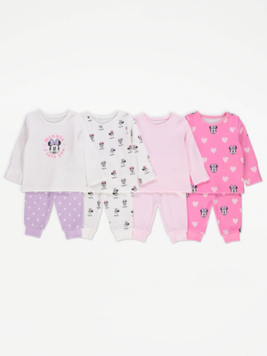 Disney Minnie Mouse Heart Long Sleeve Pyjamas 4 Pack | Baby | George at ...