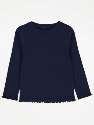 Ribbed Lettuce Edge Long Sleeve Top | Kids | George at ASDA