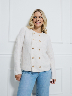 Billie Faiers Cream Double Breasted Fluffy Cardigan | Women | George at ...