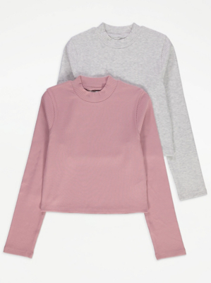 Ribbed Long Sleeve Tops 2 Pack | Kids | George at ASDA