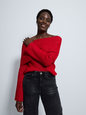 Red Bardot Ribbed Knitted Jumper | Women | George at ASDA