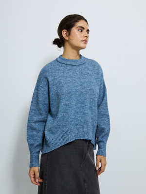 Slate Blue Faux Mohair Slouchy Jumper | Women | George at ASDA