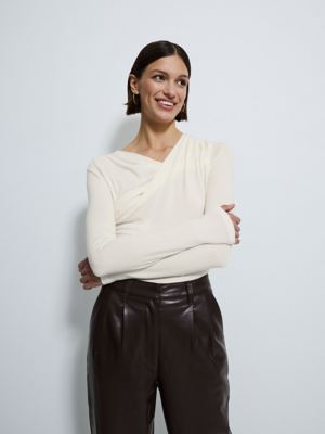 White Studio Edit Long Sleeve Gathered Top | Women | George at ASDA