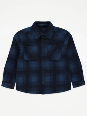 Navy Checked Fleece Lined Shacket | Kids | George at ASDA