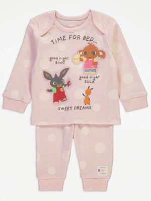 Bing Pink Spotty Time For Bed Long Sleeve Pyjamas | Baby | George at ASDA