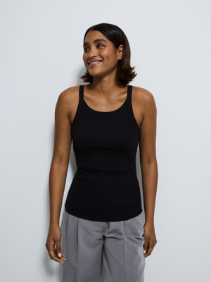Black Ribbed Halter Neck Vest | Women | George at ASDA