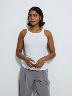 White Ribbed Halter Neck Vest | Women | George at ASDA