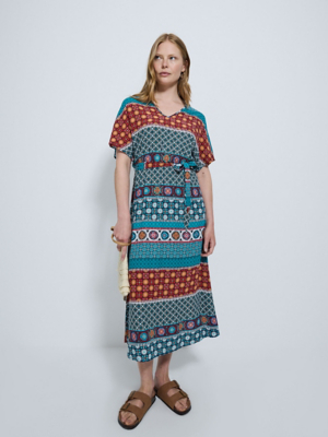 Paisley Floral V Neck Kaftan Midi Dress | Women | George at ASDA