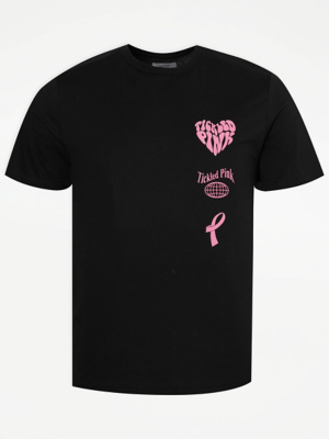 Tickled Pink Black Slogan Heart T-Shirt | Men | George at ASDA